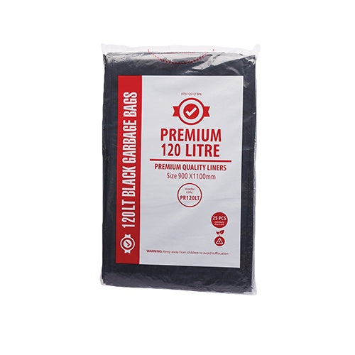 120L Heavy-Duty Black Garbage Bags | Tear-Resistant, Recycled Bin ...