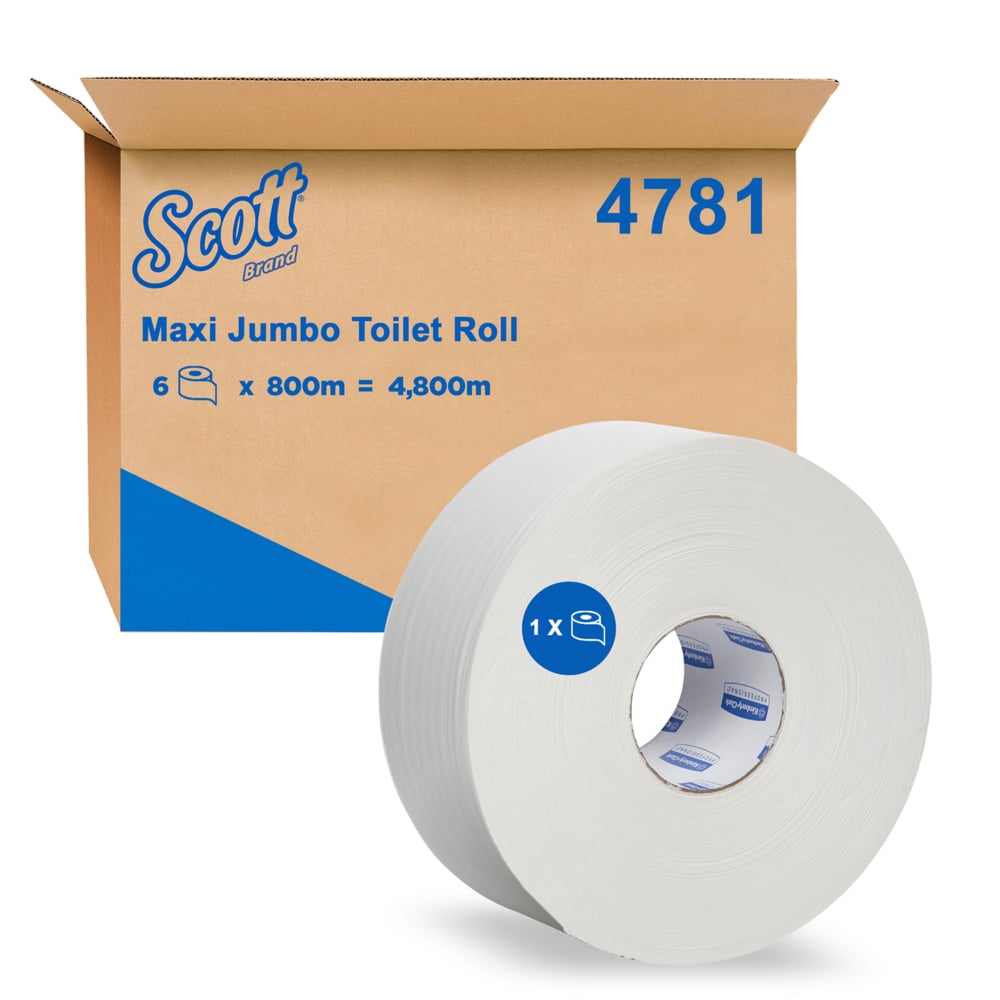 SCOTT Maxi Jumbo 1-Ply Toilet Paper (4781) - 6 Rolls, 800m/Roll | FSC ...